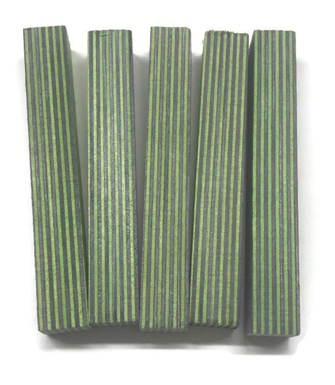 5 Pc Spectraply Pen Turning Sticks Neon Green & Gray Colored Laminated ...