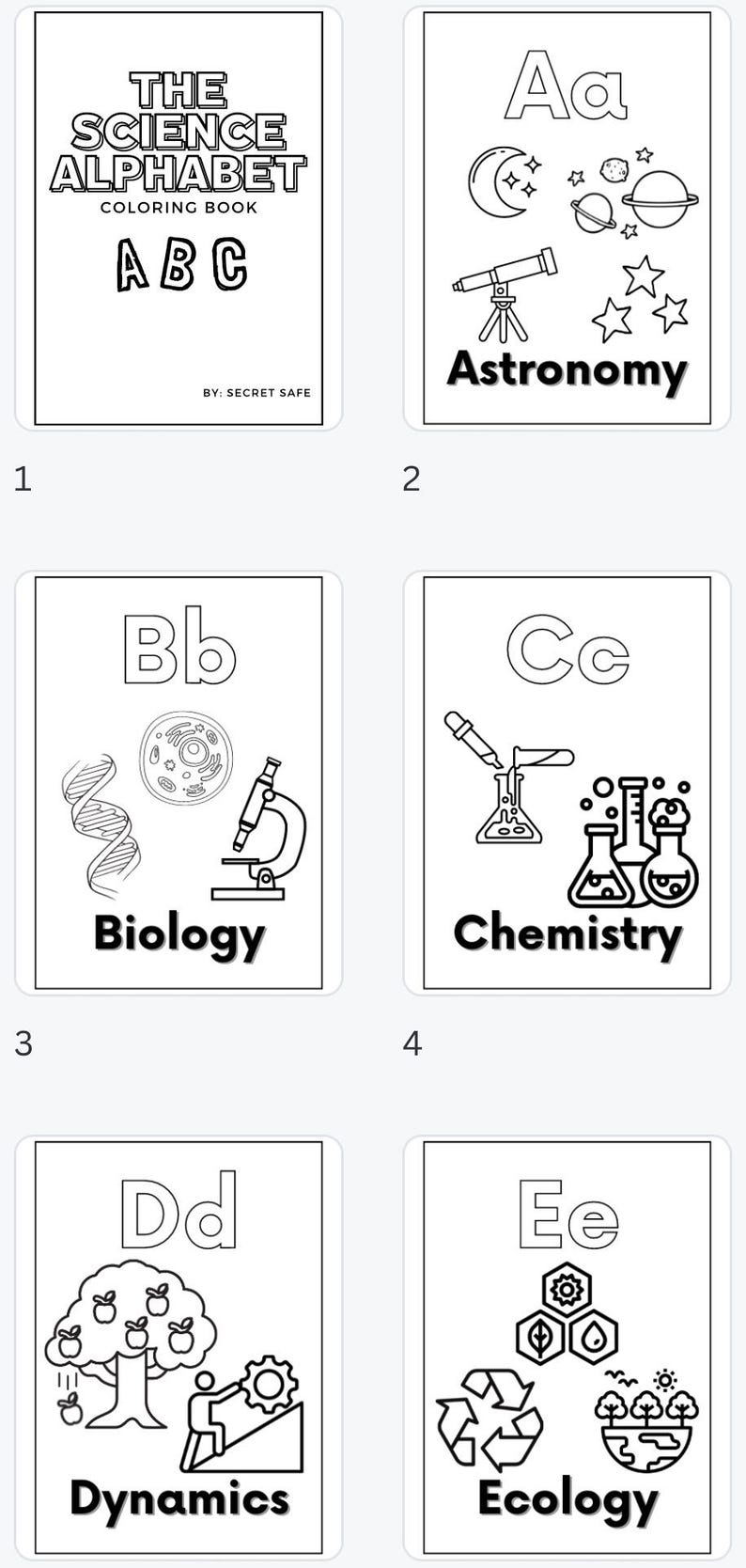 Science Alphabet Coloring Book. Printable. - Etsy