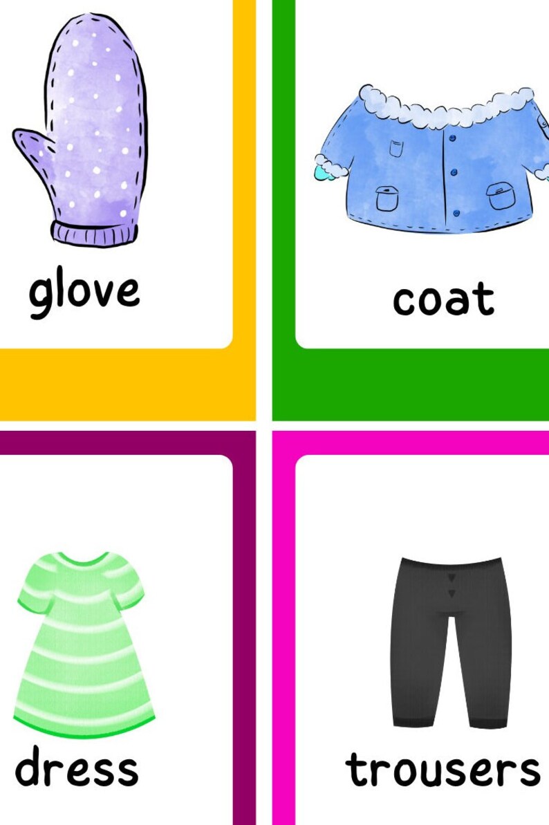 ESL English Young Learners' Clothes and Colours Flashcards - Etsy