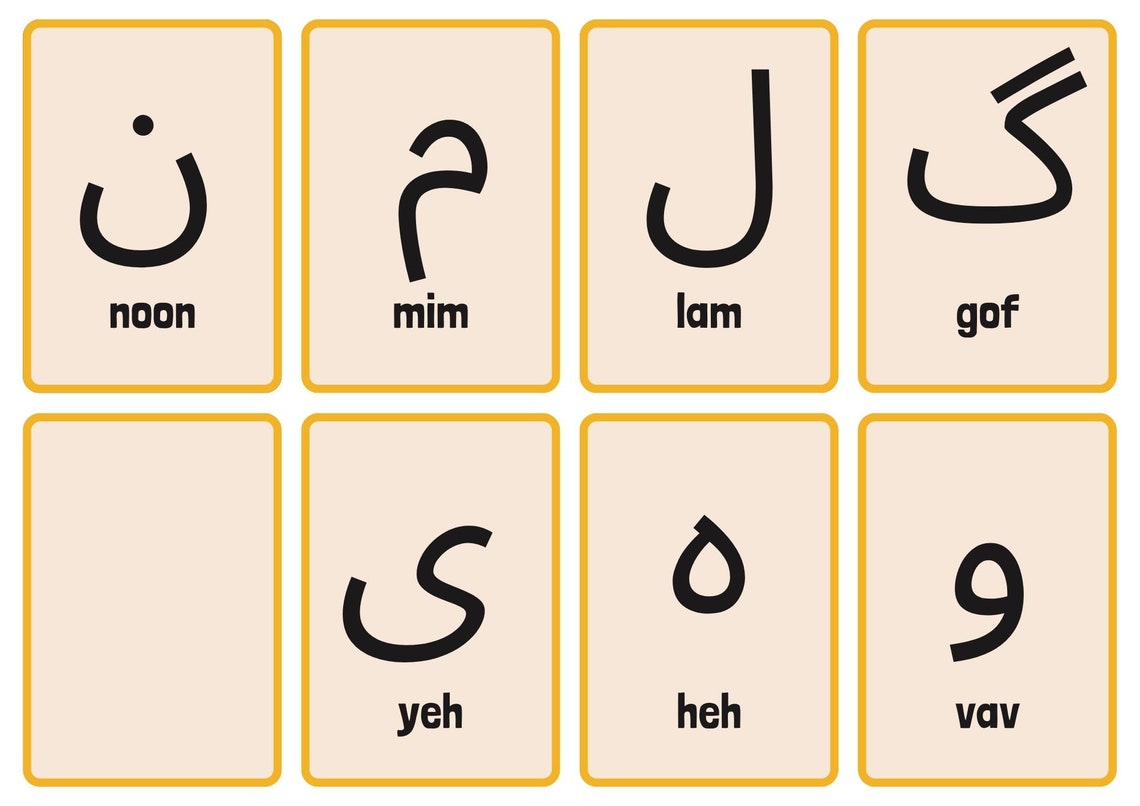 Persian Alphabet Printable Flashcards - Etsy