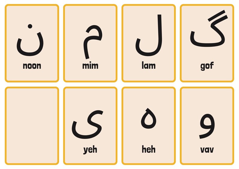 Persian Alphabet Printable Flashcards - Etsy