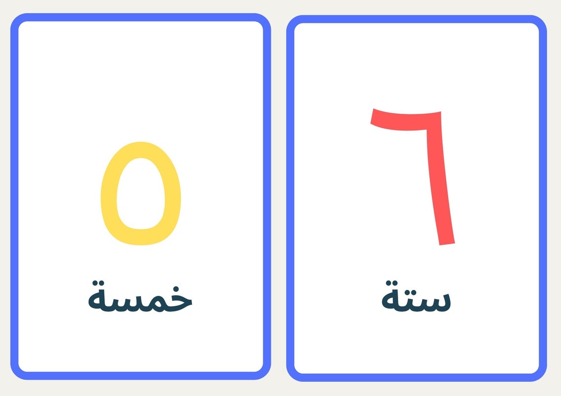Arabic Numbers Printable Flashcards - Etsy