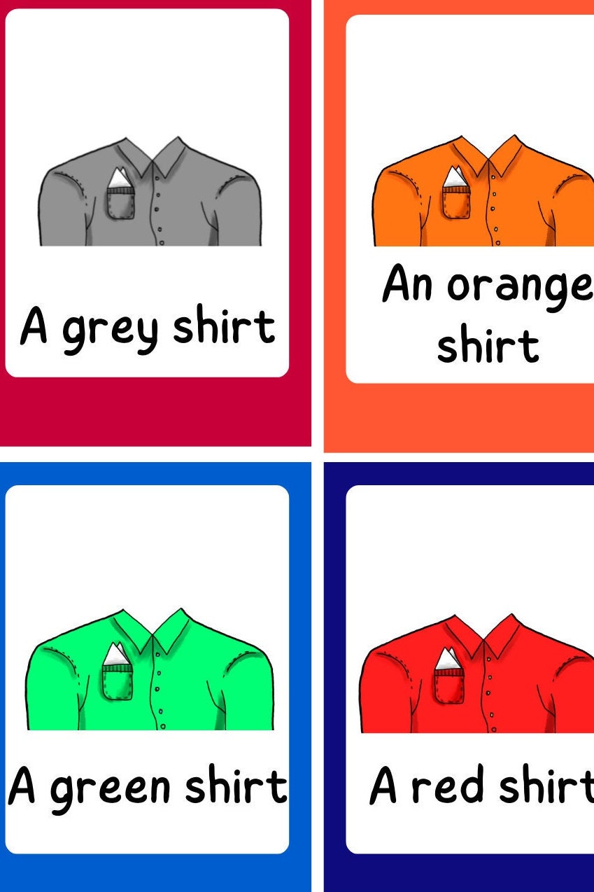 ESL English Young Learners' Clothes and Colours Flashcards - Etsy