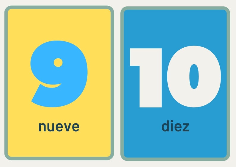 Spanish Numbers 1-10 Flashcards - Etsy