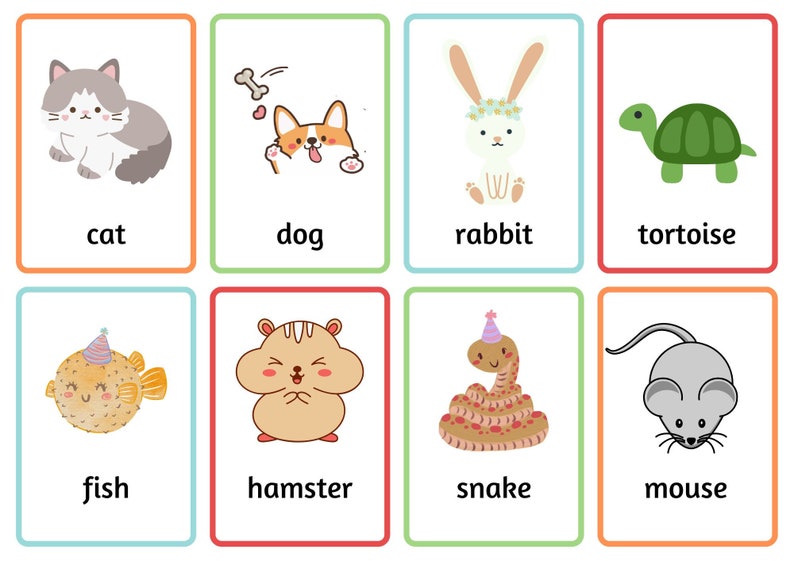 English ESL Basic Vocabulary Printable Flashcards Bundle - Etsy
