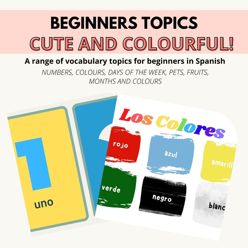 Spanish Beginners Printable Flashcards Bundle - Etsy