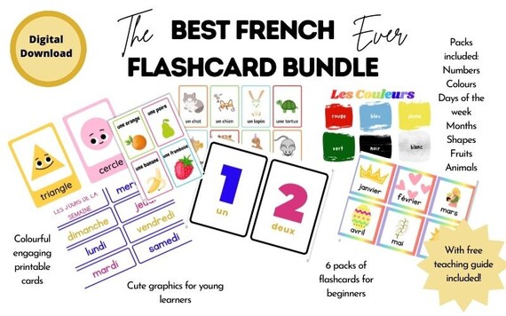 French Beginners' Printable Flashcards Bundle - Etsy