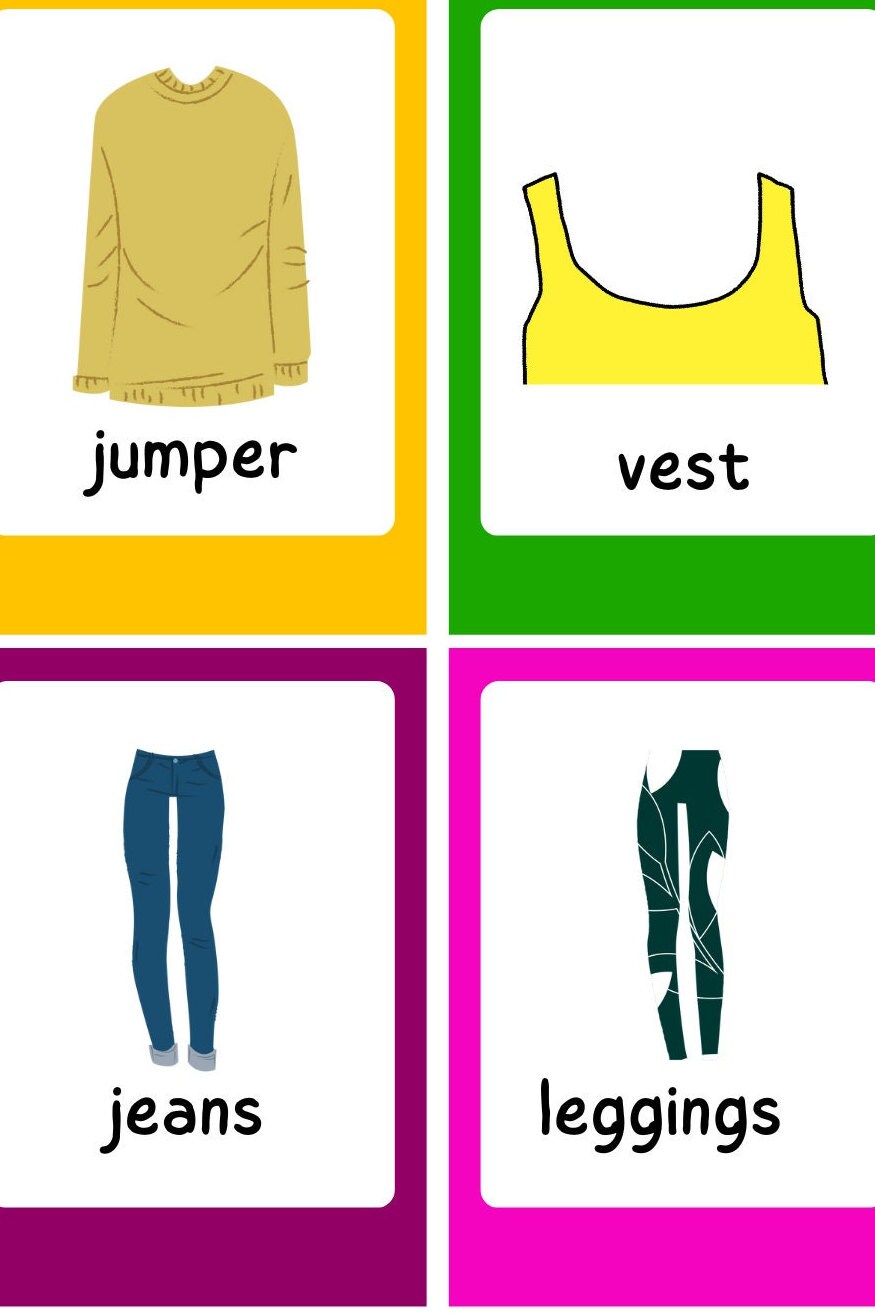 ESL English Young Learners' Clothes and Colours Flashcards - Etsy