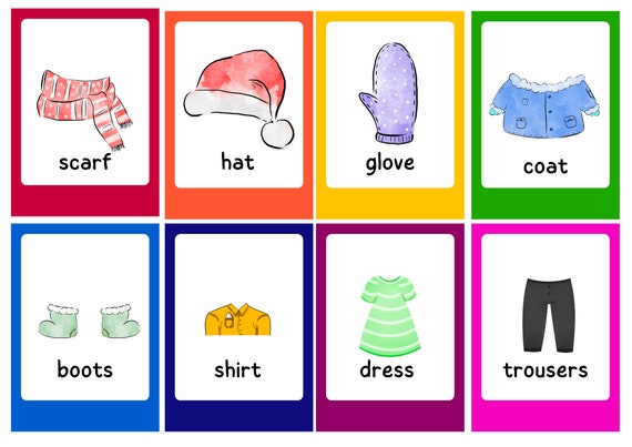ESL English Young Learners' Clothes and Colours Flashcards - Etsy