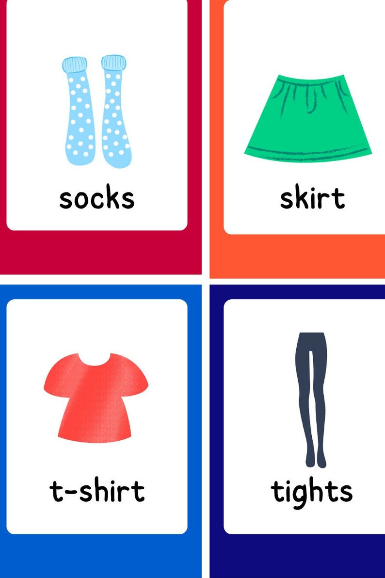 ESL English Young Learners' Clothes and Colours Flashcards - Etsy