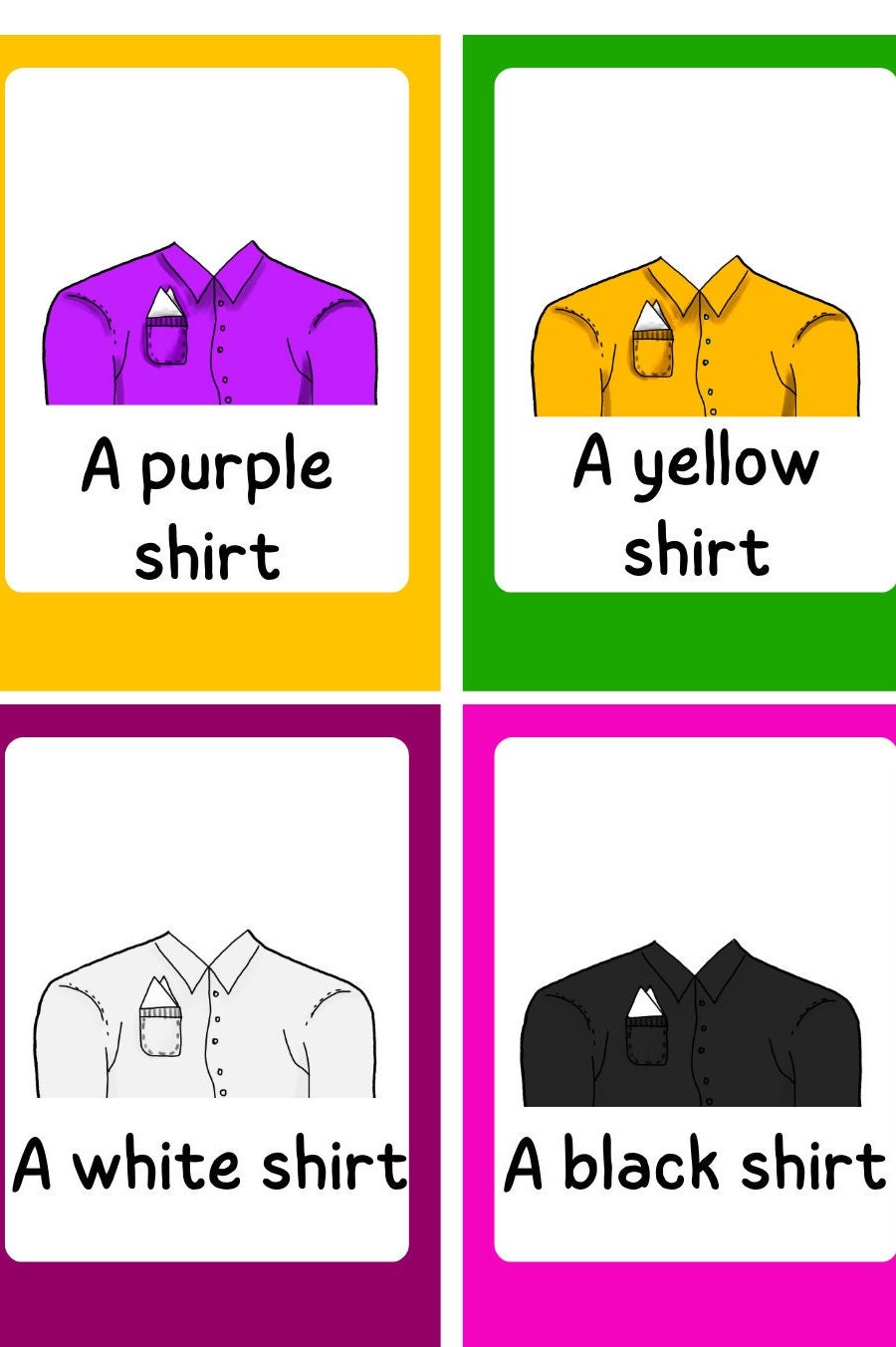 ESL English Young Learners' Clothes and Colours Flashcards - Etsy