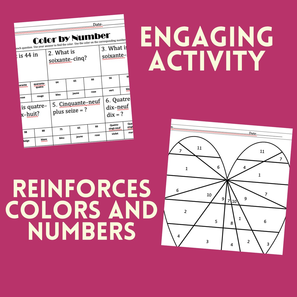 Color by Number Printable, Fun French Numbers to 100 Worksheet for ...