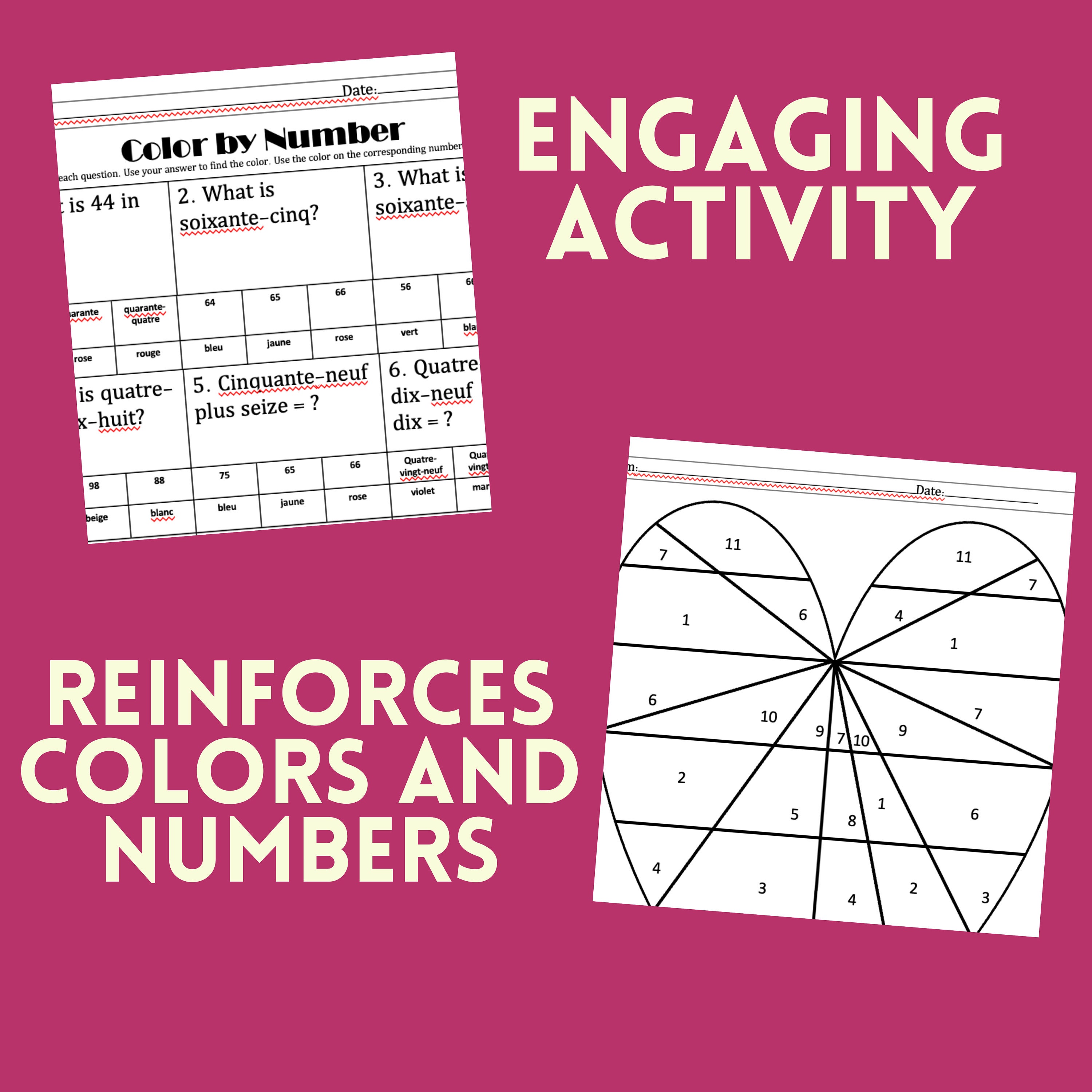 Color by Number Printable, Fun French Numbers to 100 Worksheet for ...