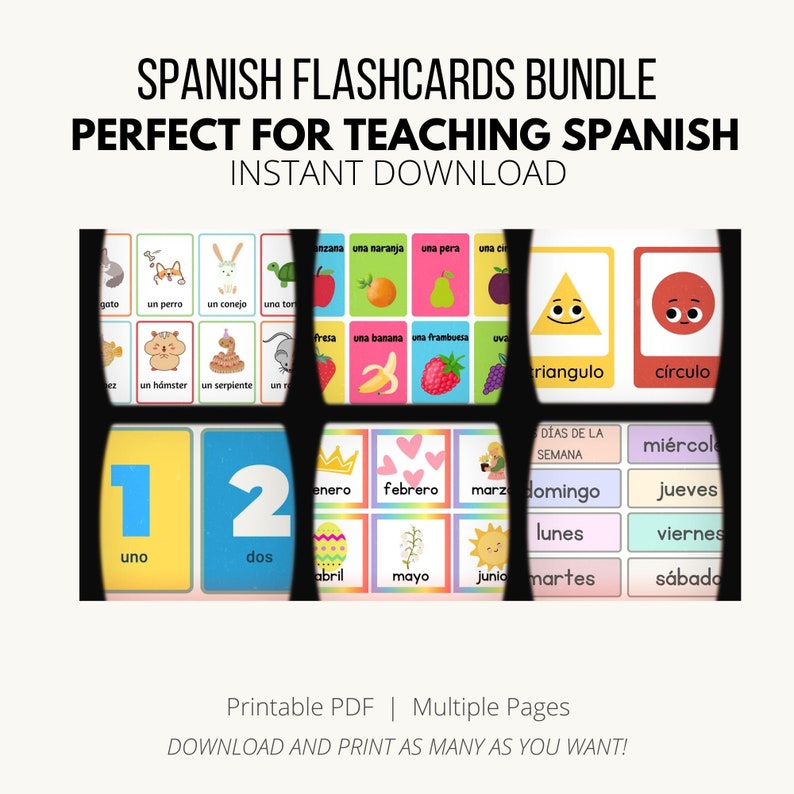 Spanish Beginners Printable Flashcards Bundle - Etsy