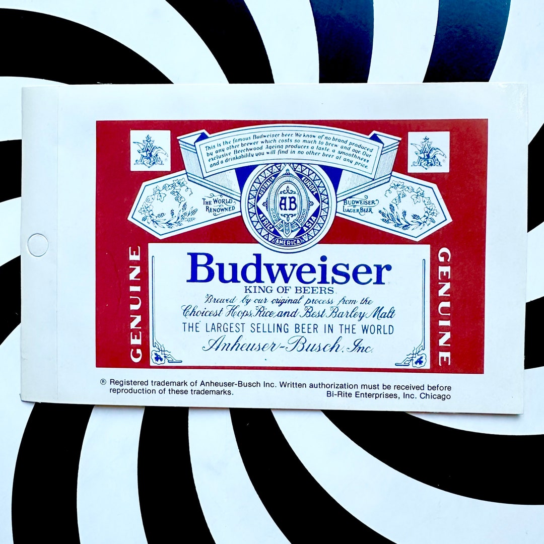 Vintage 1980s BUDWEISER Beer Label Logo Sticker Never Used Original ...
