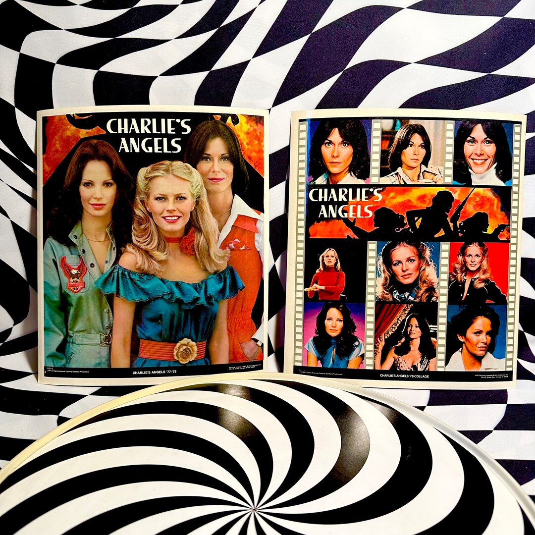 BIG 9x10”! 1978 Licensed! Charlies Angels POSTER Put-on Sticker! Two ...