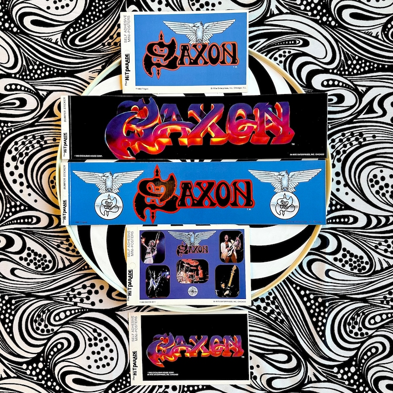 8 Choices! VINTAGE 1982 SAXON Mini Poster + Bumper Sticker Unused ...