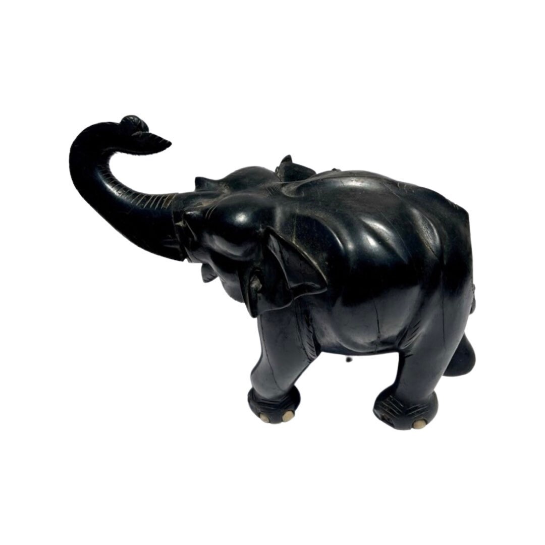 Small Wooden Elephant Figure, Hand Carved Elephant Sculpture, Miniature ...