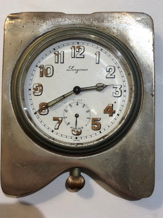 1912 Longines 8-day Silver Travel Clock - Gem