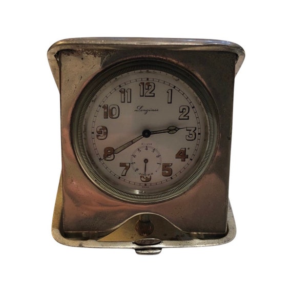 1912 Longines 8-day Silver Travel Clock - Gem