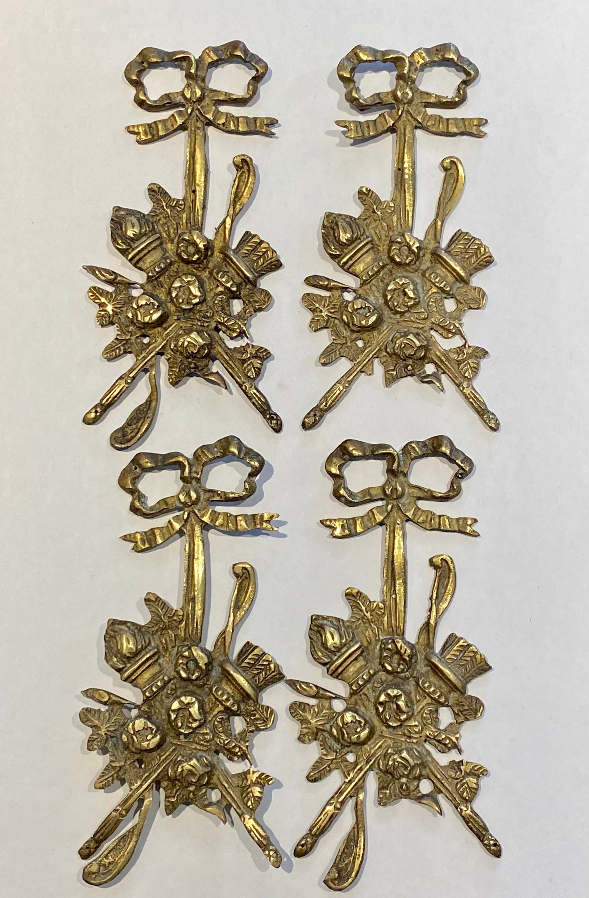 Vintage Ornate Antique Brass Hardware SET of 4 | Etsy