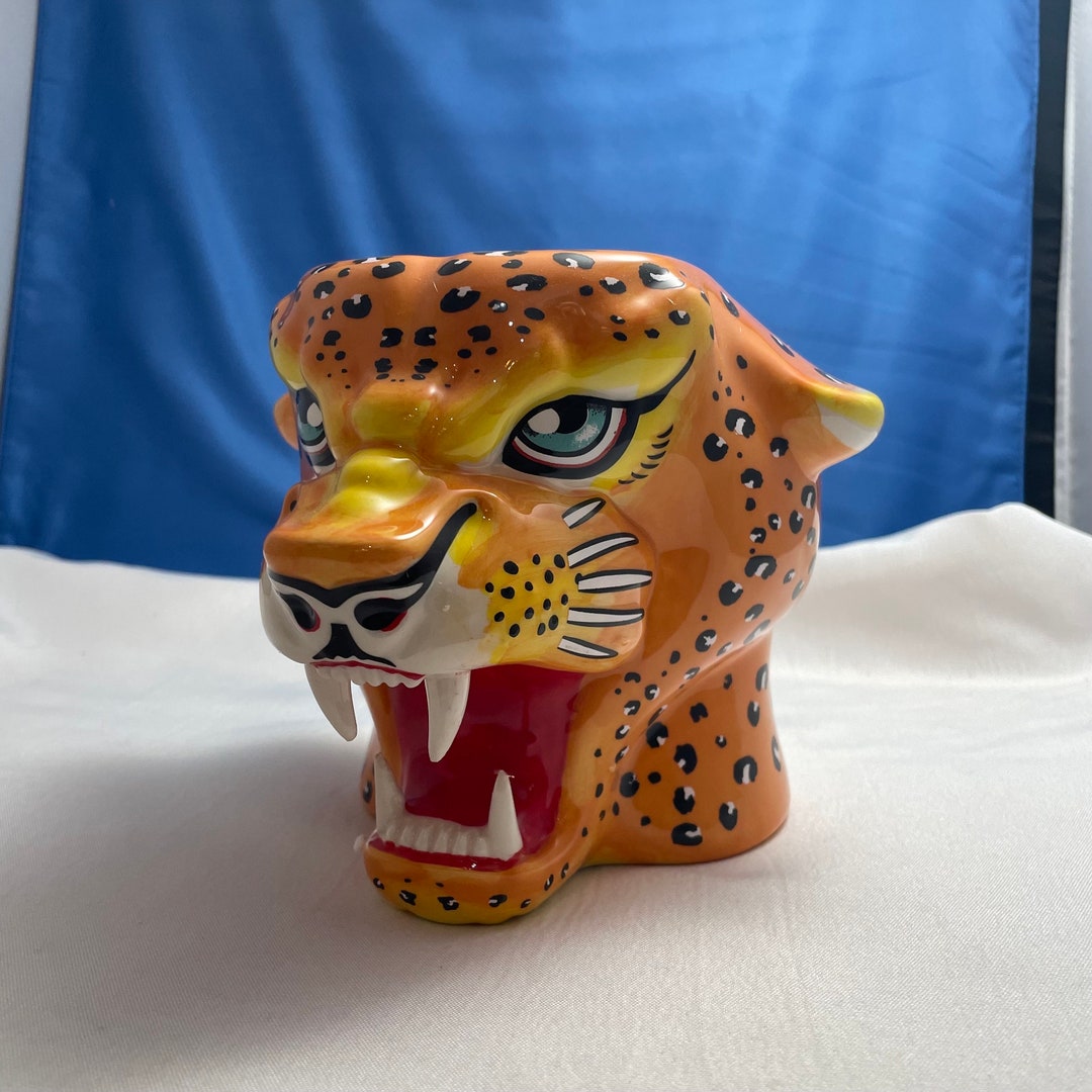 Ceramic Jaguar Container, Animal Print Jar, Big Cat Decor, Jungle Decor ...
