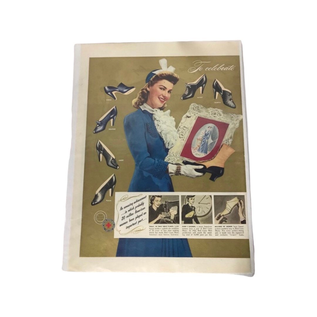Vintage Red Cross Shoes Advertisement Poster Golden - Etsy