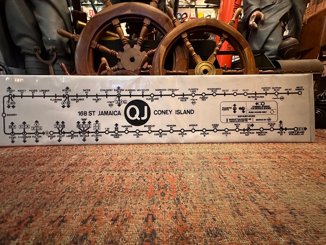 Vintage NYC Subway Sign Map 168th Street Jamaica to Coney Island QJ ...
