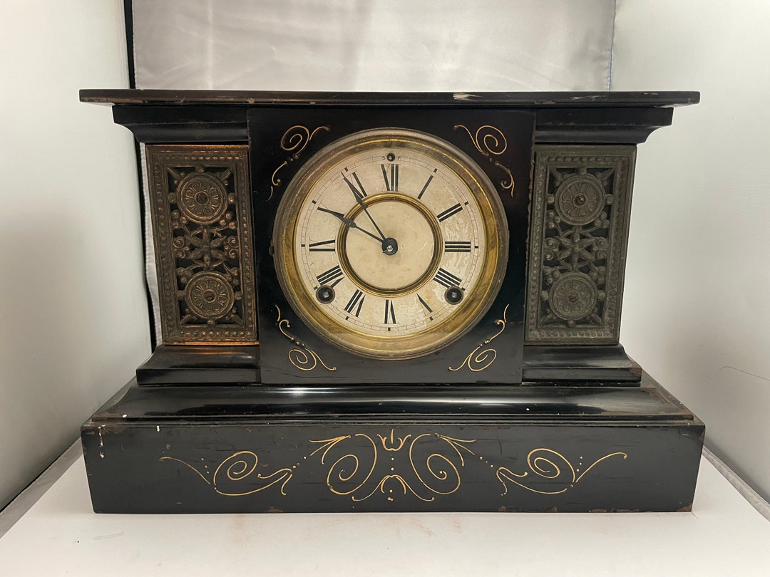1880's Ansonia Enameled Iron Mantel Clock - Etsy