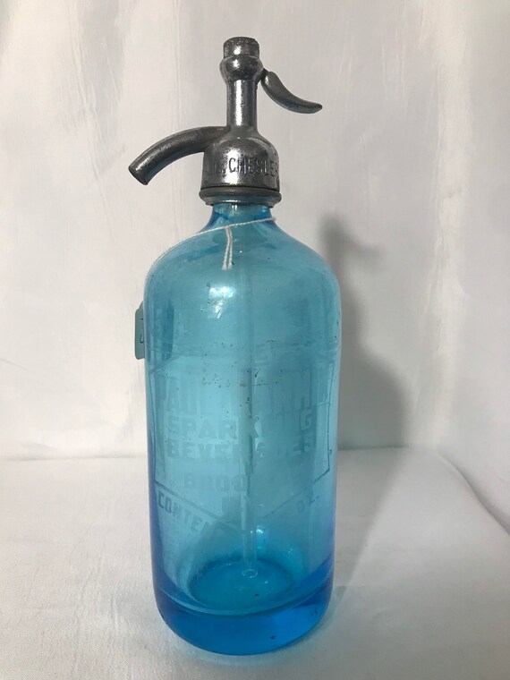 Vintage Tinted Blue Glass Seltzer Bottle Home & Living | Etsy