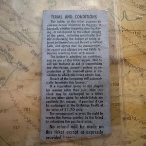 Vintage 1950s Yankees Rain Check Ticket Memorabilia - Etsy