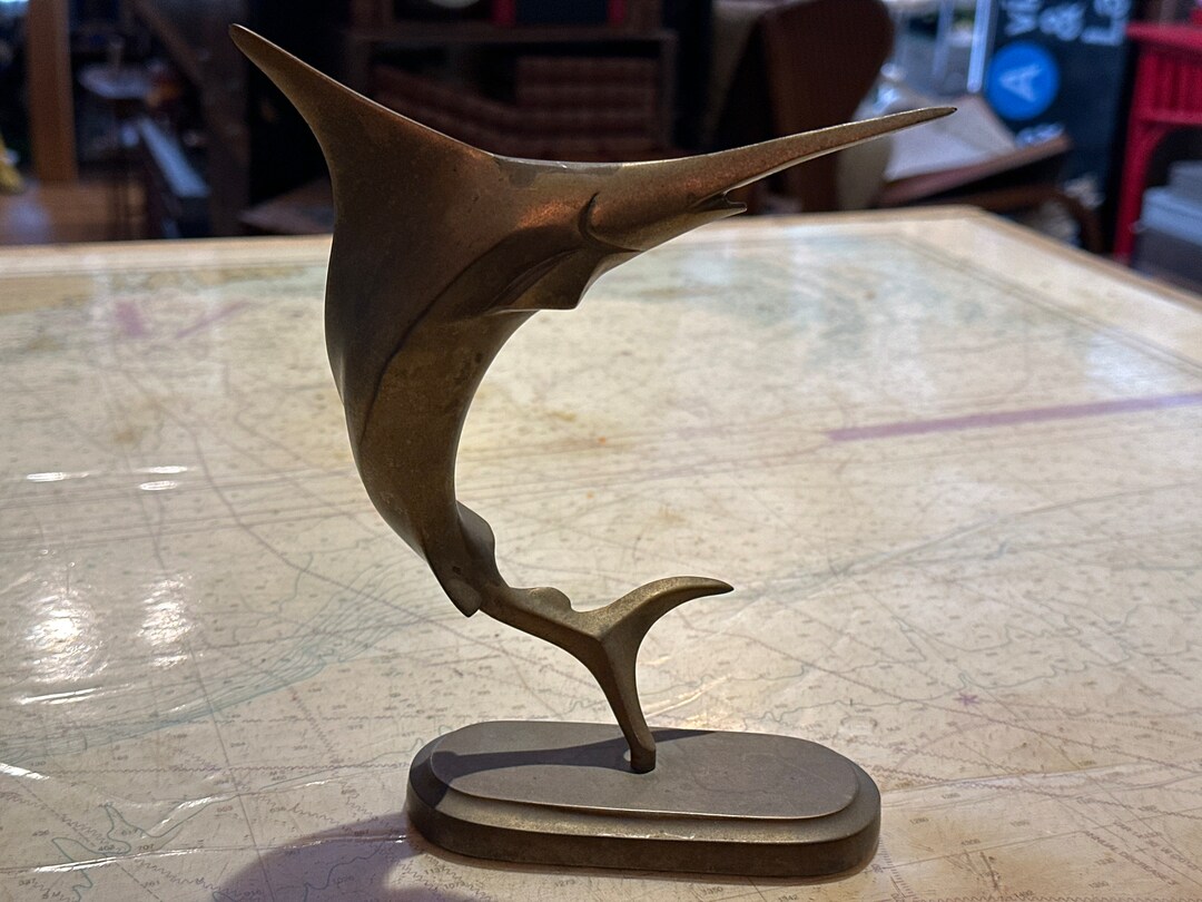 Vintage Bronze Swordfish Statue Home Decor - Etsy