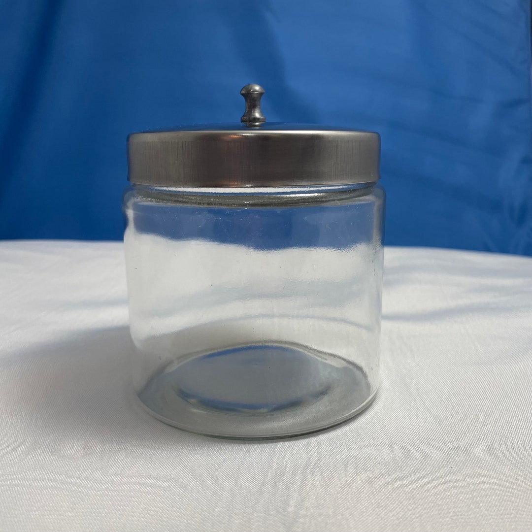 Vintage Style Grafco Glass Medical Jar, Stainless Steel Lid, Small ...
