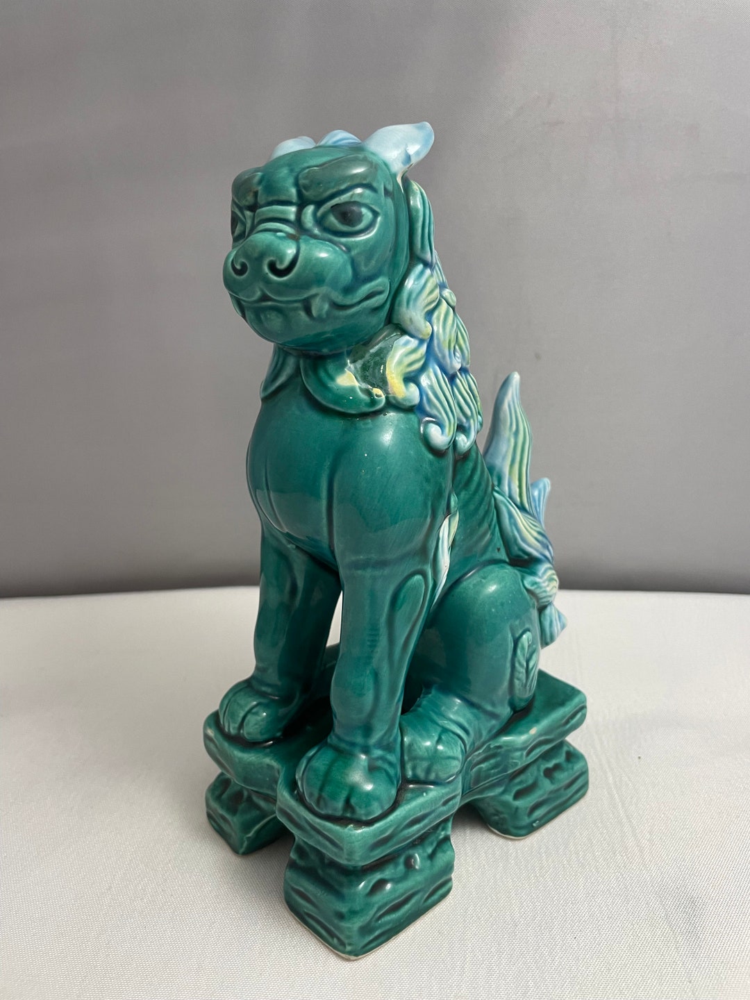 Vintage Chinese Foo Dog Blue Turquoise Lion Statue Temple - Etsy