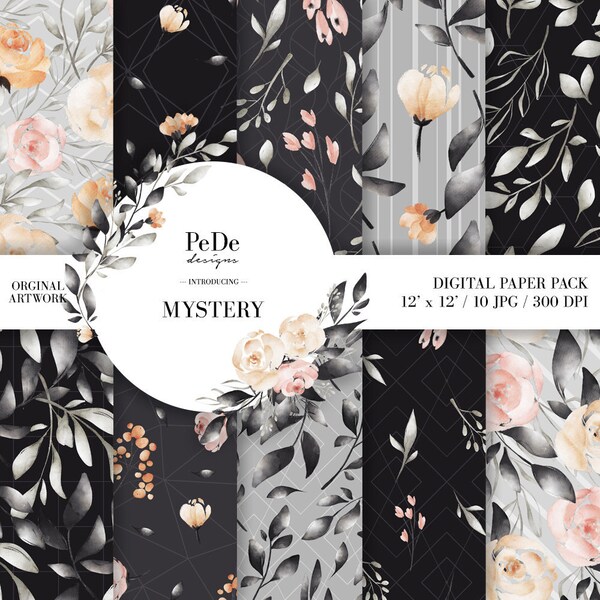 Seamless Neutral Digital Paper Pack, Neutral Flowers and Leaves Paper ...