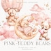 Pink Teddy Bears Clip Art Set, Watercolor Clipart, Plush Animals ...