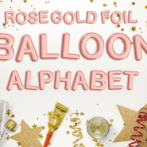 Rose Gold Foil Balloon Letters Clip Art, Foil Balloon Alphabet, Party ...