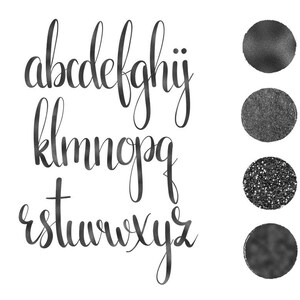 Black Alphabet Clip Art, 4 Luxury Styles, Black Foil, Black Glitter ...