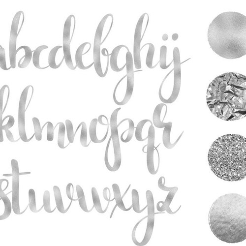 Silver Glitter Alphabet Clipartletterscursivesilver - Etsy