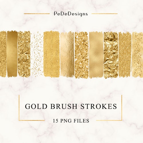 Gold Brush Strokes Clipart Blush & Gold Metallic Glitter - Etsy