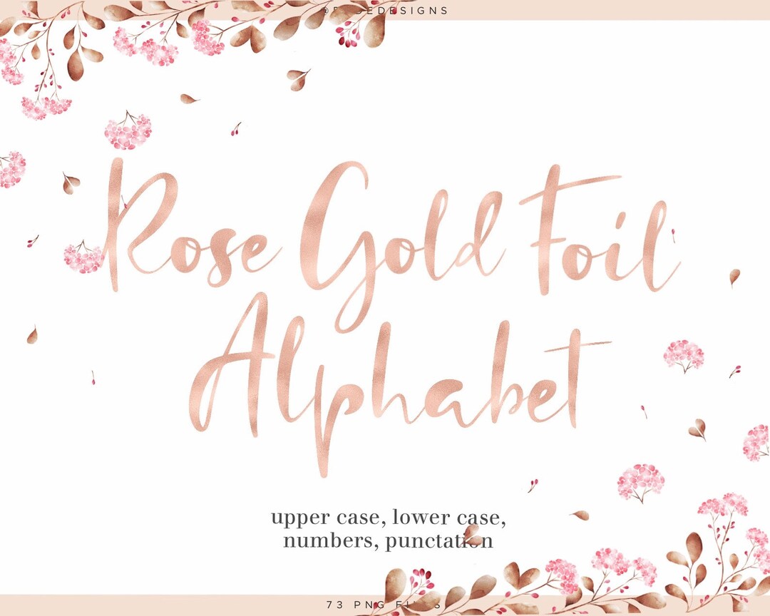 Rose Gold Foil Alphabet Clipart Rose Gold Digital Alphabet - Etsy