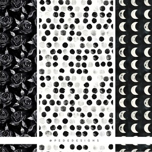 Midnight Black Digital Papers Set, Celestial Digital Paper Pack ...