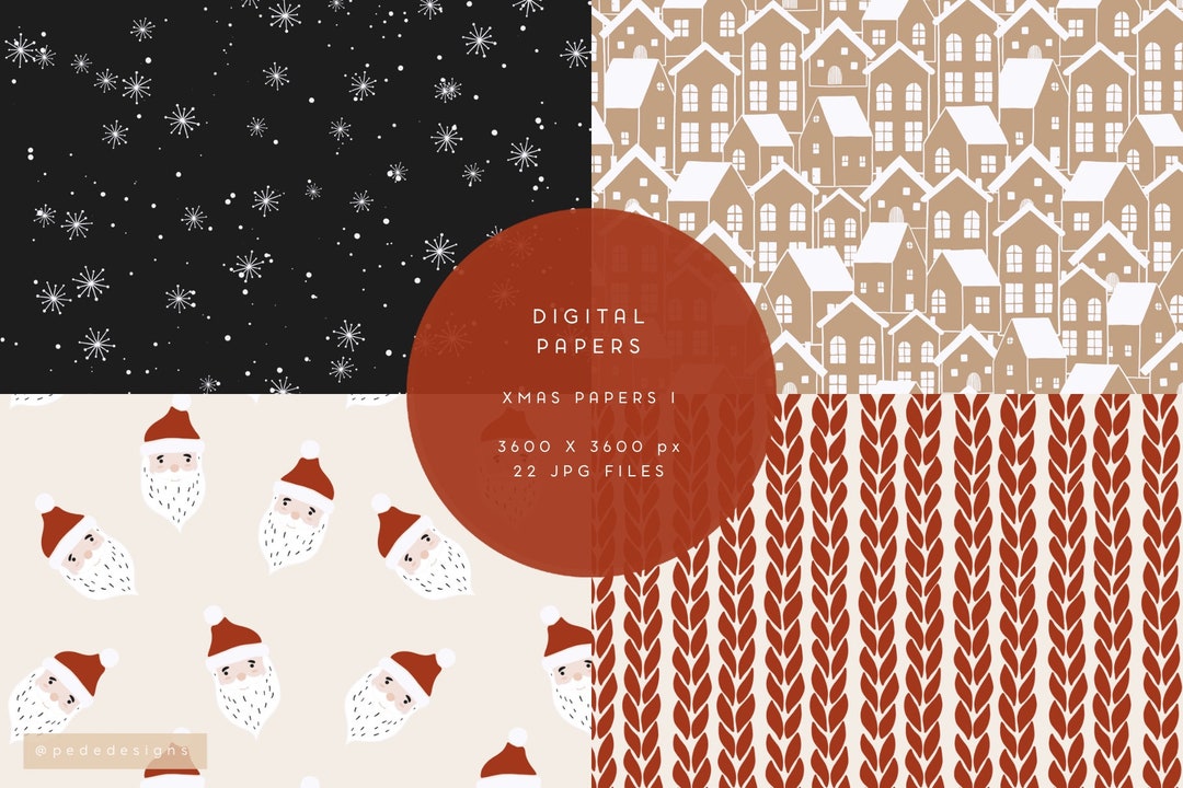 Papel digital de Navidad, paquete de papel digital de invierno ...