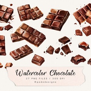 Watercolor Chocolate Clip Art, Sweets Clipart, Dessert Illustration ...