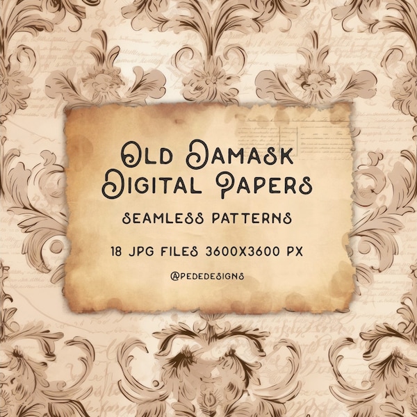 Damask Digital Paper - Etsy