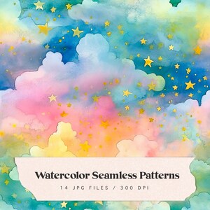 Cute Sky Digital Paper, Nursery Digital Paper Pack, Clouds Printable ...