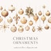 Christmas Ornaments Clipart, Watercolor Christmas Baubles, Gold Png ...
