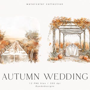 Wedding Illustrations, Watercolor Wedding Clipart, Autumn Graphics ...