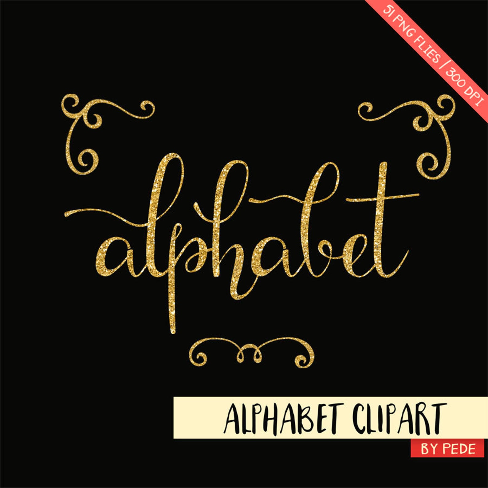Gold Glitter Alphabet Clipart Golden Digital Letter Sparkles - Etsy