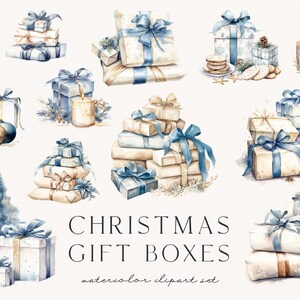 Christmas Gift Boxes Clipart, Watercolor Christmas Tree, Xmas Time ...